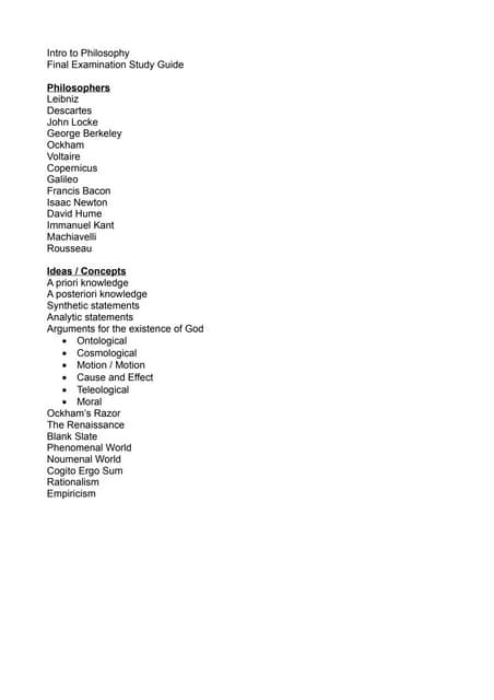 Philosophy Reading Schedule Pdf