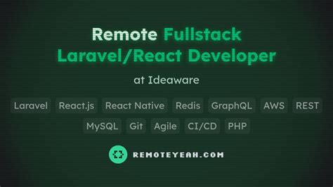 Remote Fullstack Laravelreact Developer At Ideaware
