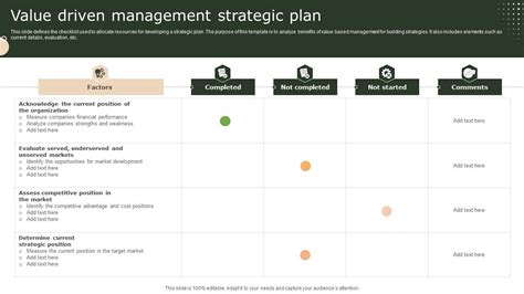 Value Driven Management Strategic Plan Portrait Pdf