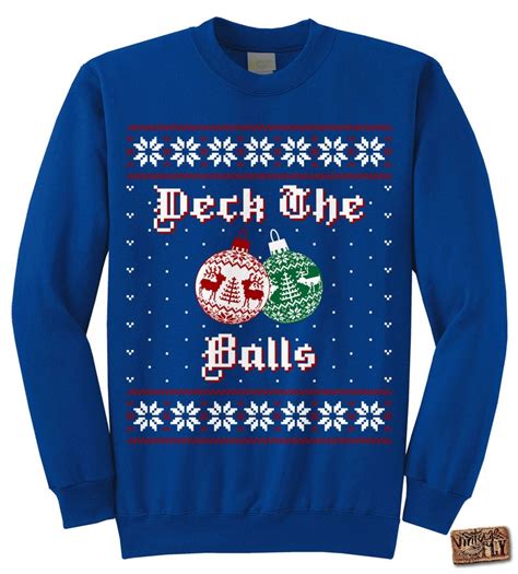 Ugly Christmas Sweater Funny Deck The Balls Black Dark Green Etsy
