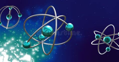 animation of atom models spinning on blue background stock video video of spinning science