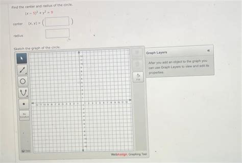 Solved Find The Center And Radius Of The Circle X−52y29