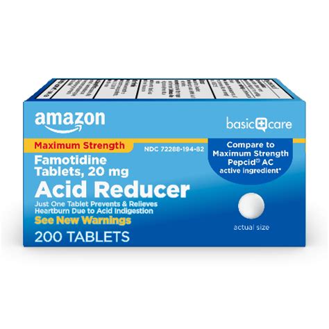 Amazon Basic Care Maximum Strength Famotidine Tablets 20mg 200 Count