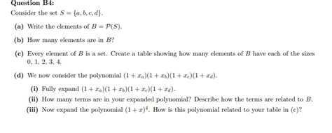 Solved Consider The Set S A B C D A Write The Elements Chegg Com
