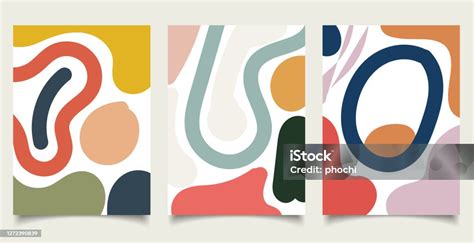 브로셔 템플릿 추상적 미니멀 유기적 형상 구성 파스텔 컬러 배경 소재의 트렌디한 현대 콜라주 스타일 세트 가리기에 대한 스톡 벡터 아트 및 기타 이미지 Istock