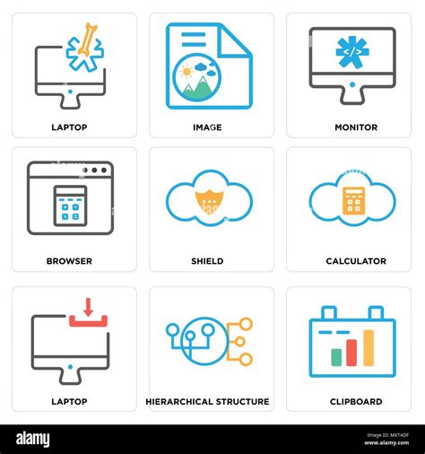 Set Of 9 Simple Editable Icons Such As Clipboard Hierarchical