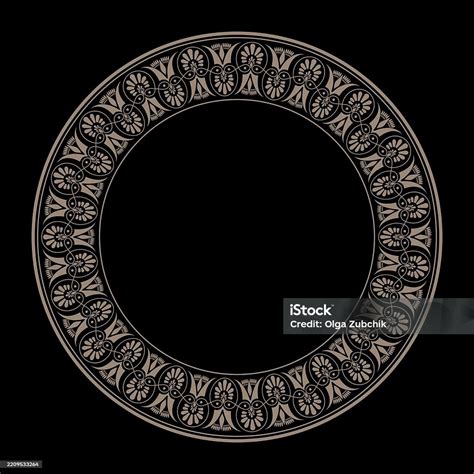 고전적인 그리스 장식이 있는 아름다운 황금색 원형 프레임 고대 그리스 로마 제국의 서클 그리스 장식 요소 Palmetteendless 유럽 패턴 섬유 자수 샌드블라스터용 0