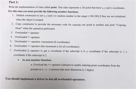 Solved Write The Implementation Of Class Called Point This Chegg