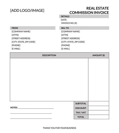 13 Best Free Real Estate Commission Invoice Templates Guide