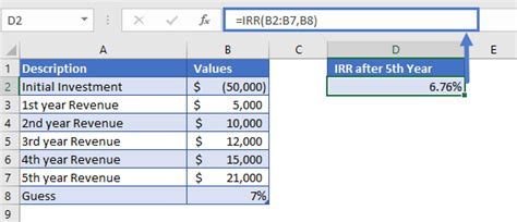 Irr Formula Excel Calculate Internal Rate Of Return
