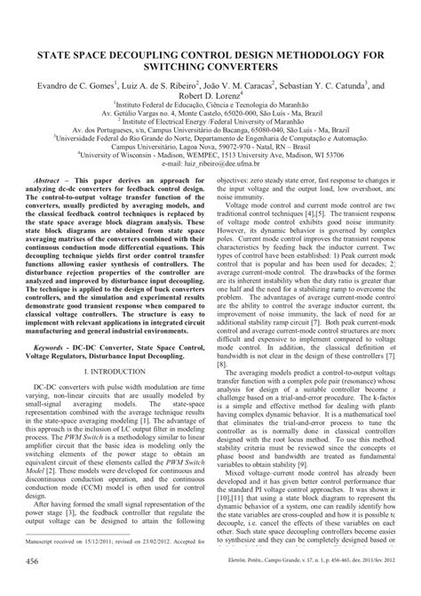 Pdf State Space Decoupling Control Design Methodology For Switching