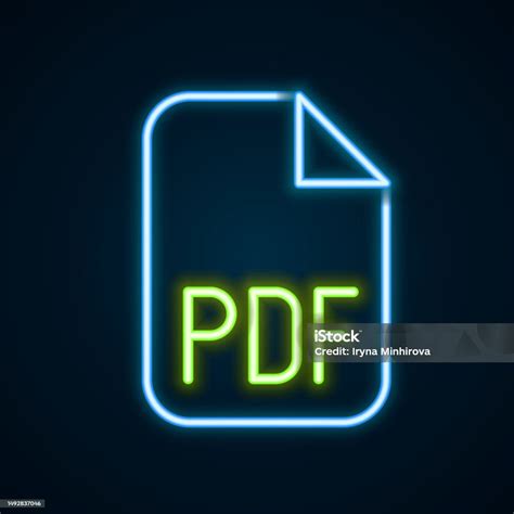 빛나는 네온 라인 pdf 파일 문서 검은 색 배경에서 격리된 pdf 버튼 아이콘을 다운로드합니다 pdf 파일 기호입니다 다채로운 개요 개념 벡터 녹색에 대한 스톡 벡터 아트