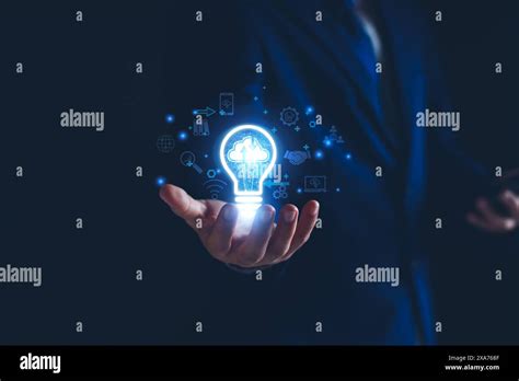 Businessman Using Cloud Technology Connect Business Data Cloud Computing Concept Idea Show On