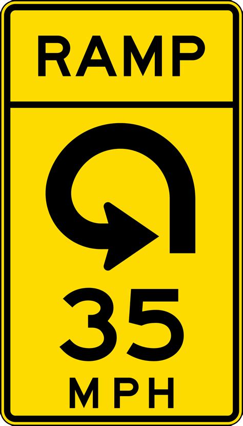 Advisory Ramp Speed 35 Mph Reverse Curve Left Sign In Stock Ships Fast