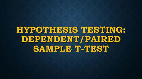 SOLUTION Hypothesis Testing Dependent Sample T Test Studypool