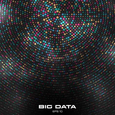 Big Data Visualization Circular Cluster Of Multicolored Points With Copy Space In Bottom Stock
