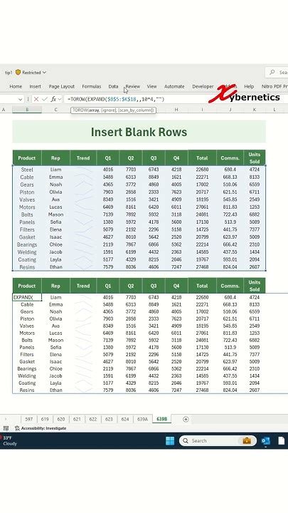 Insert Blank Rows In Excel Every Other Row Excel Tips And Tricks Youtube