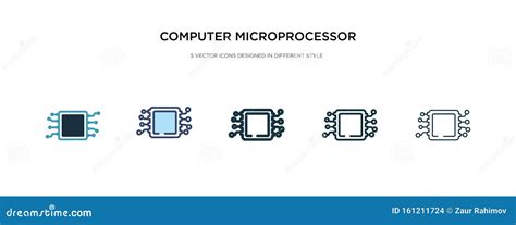 Computer Microprocessor Icon In Different Style Vector Illustration