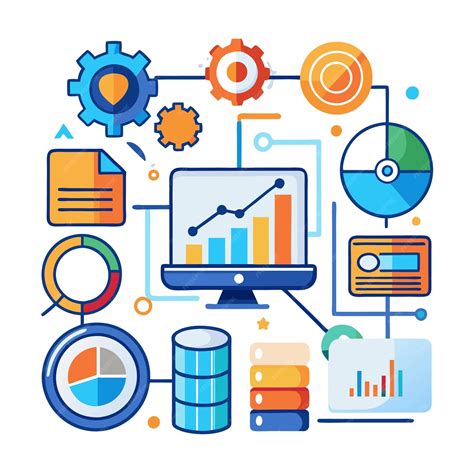 Data Analysis With Charts Graphs And Computer Premium Ai Generated Vector