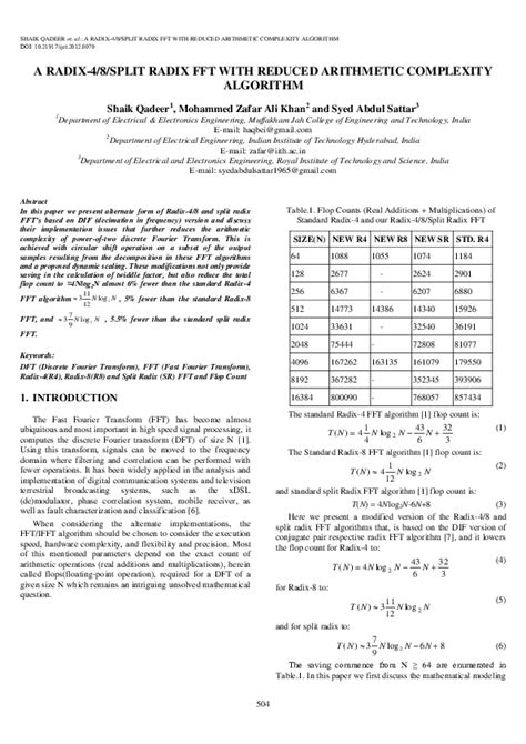 pdf a radix 4 8 split radix fft with reduced arithmetic complexity