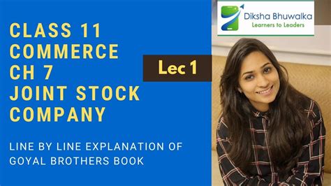 Lec 1 Isc Class 11 Commerce Ch 7 Joint Stock Company Live Class Recording Youtube