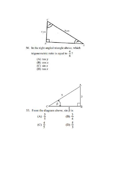 Csec Maths Multiple Choice Trig Pdf