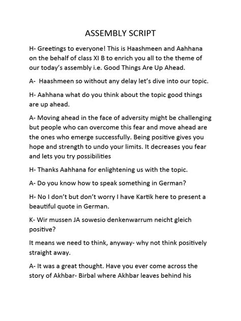 Assembly Script Pdf