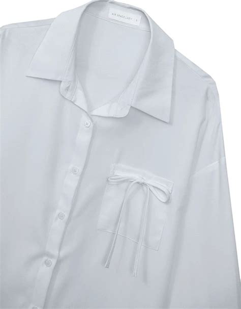 簡約風蝴蝶結長袖寬版襯衫 Air Space