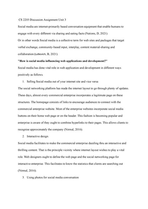 CS Discussion Assignment Unit A Or In Other Words Social Media Is A Collective Term For