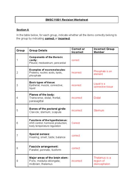 Sample Practice Exam 1 June 2019 Questions And Answers BMSC11001 Revision Worksheet Section A