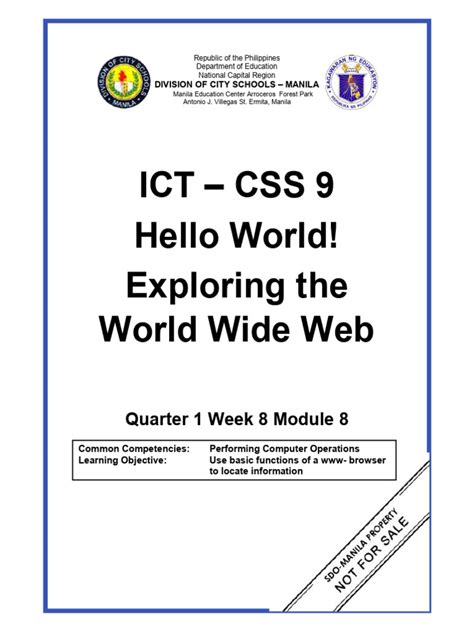 grade 7 ste ict 4th quarter hello world world wide web hyperlink web browser pdf