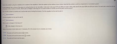 Solved Solve The Problem Using Two Variables And A System Of