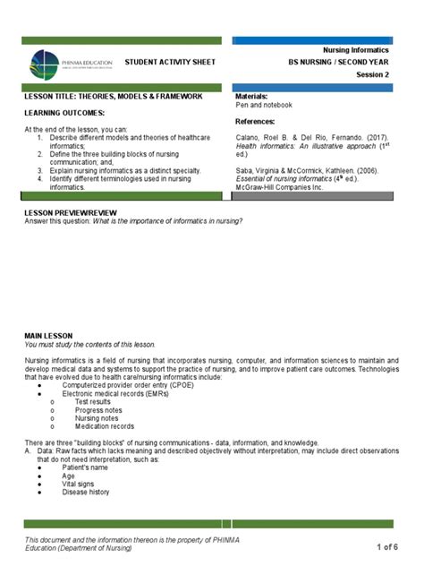 Session 2 Sas Nursing Informatics Pdf Health Informatics System