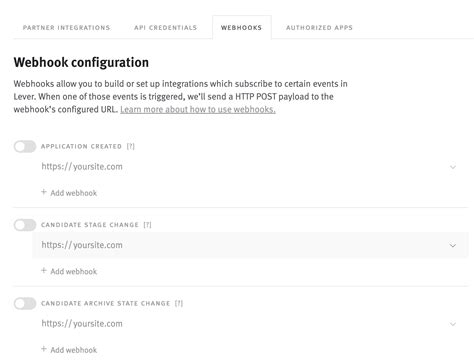 Configuring Webhooks Lever Support