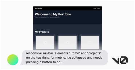 Responsive Navbar Elements Home And Projects On The Top Right For