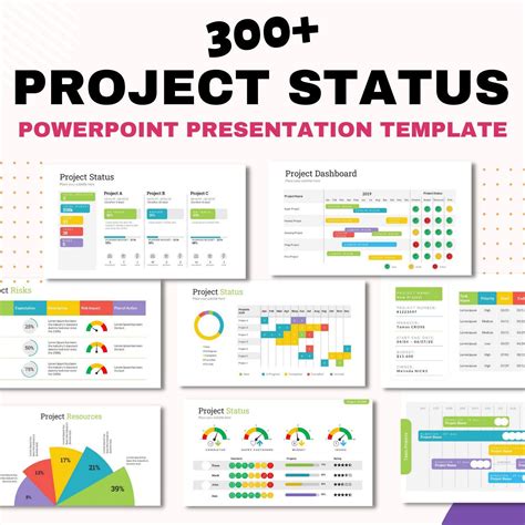 300 Project Status Powerpoint Presentation Template Editable Etsy