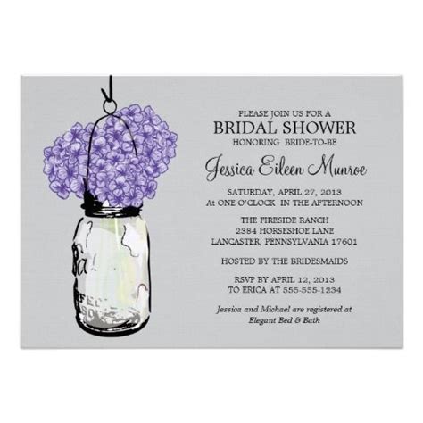Rustic Mason Jar Hydrangeas Bridal Shower Invitation