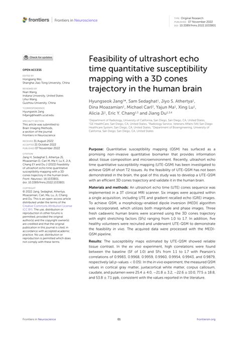 Pdf Feasibility Of Ultrashort Echo Time Quantitative Susceptibility Mapping With A 3d Cones