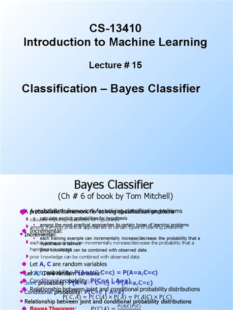Ml Lec 15 Naive Bayes Pdf Statistical Classification Bayesian Inference
