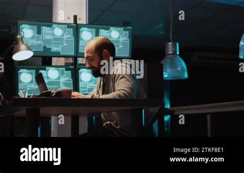 Young Man Hacking Password To Break Server Interface Using Virus To Infect Computer And Steal