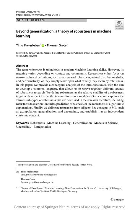Pdf Beyond Generalization A Theory Of Robustness In Machine Learning