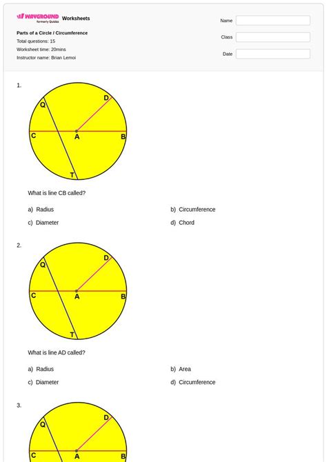 50 Parts Of A Circle Worksheets For Class 6 On Wayground Free