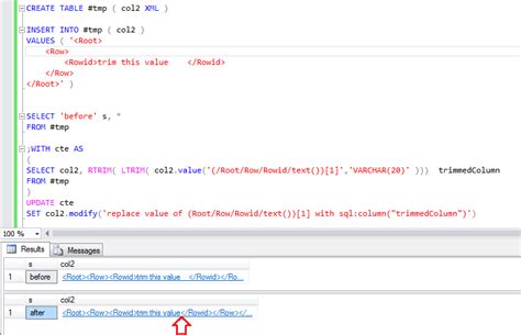 Trim A Value In An Xml Column In Ms Sql Server Database