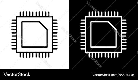 Computer Microprocessor Thin Line Icon Set Vector Image