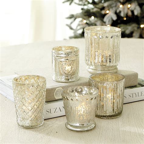 Mercury Glass Votive Holders Set Of 5 Ballard Designs