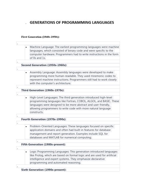 Generations Of Programming Languages And Thier Use Download Free