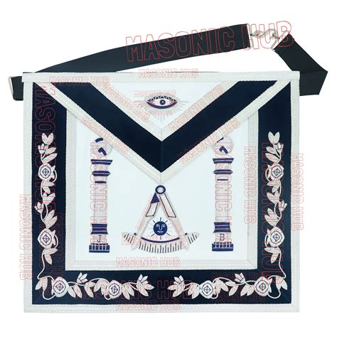 Masonic Past Master Mason Lambskin Compass And Quadrant Apron Navy B