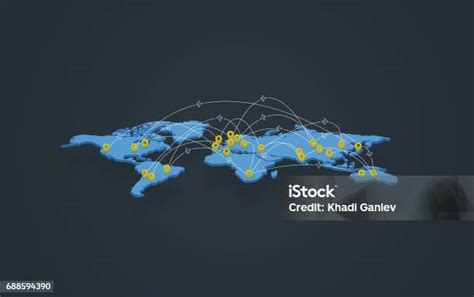 어두운 배경에 핀 토양 조각 파란 세계 지도 비행기 노선와 시의 3d 그림 0명에 대한 스톡 벡터 아트 및 기타 이미지 0명 개념과 주제 교통 Istock