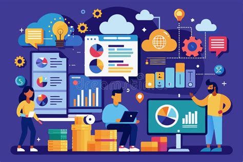 Professionals Engage In Big Data Analysis With Charts And Visualizations In A Colorful Digital