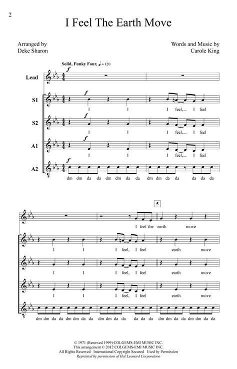 I Feel The Earth Move Sheet Music By Deke Sharon Sku 00114543 Stantons Sheet Music